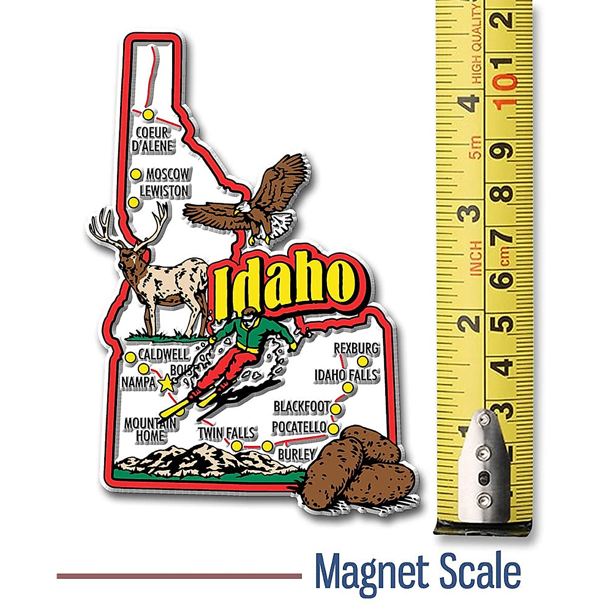 Idaho Jumbo State Magnet by Classic Magnets, 3.1" x 4.5", Collectible Souvenirs Made in The USA