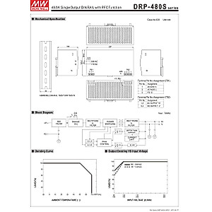 MW Mean Well DRP-480S-48 48V 10A 480W Single Output Industrial DIN Rail with PFC Function Power Supply