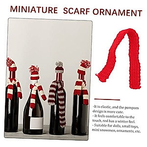 FAVOMOTO 20pcs Mini Scarf Knitted Scarf Striped Scarf Red and White Striped Scarf Miniature Scarf Christmas Doll Scarves Wine Bottle Neckerchief Party Accessories Delicate Scarves Yarn Red