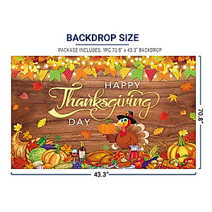 Allenjoy Happy Thanksgiving Day Backdrop for Autumn Fall Harvest Festival Give Thanks Thankful Turkey Pumpkin Birthday Baby Shower Party Supplies Decorations Banner Gifts Home Decor Background