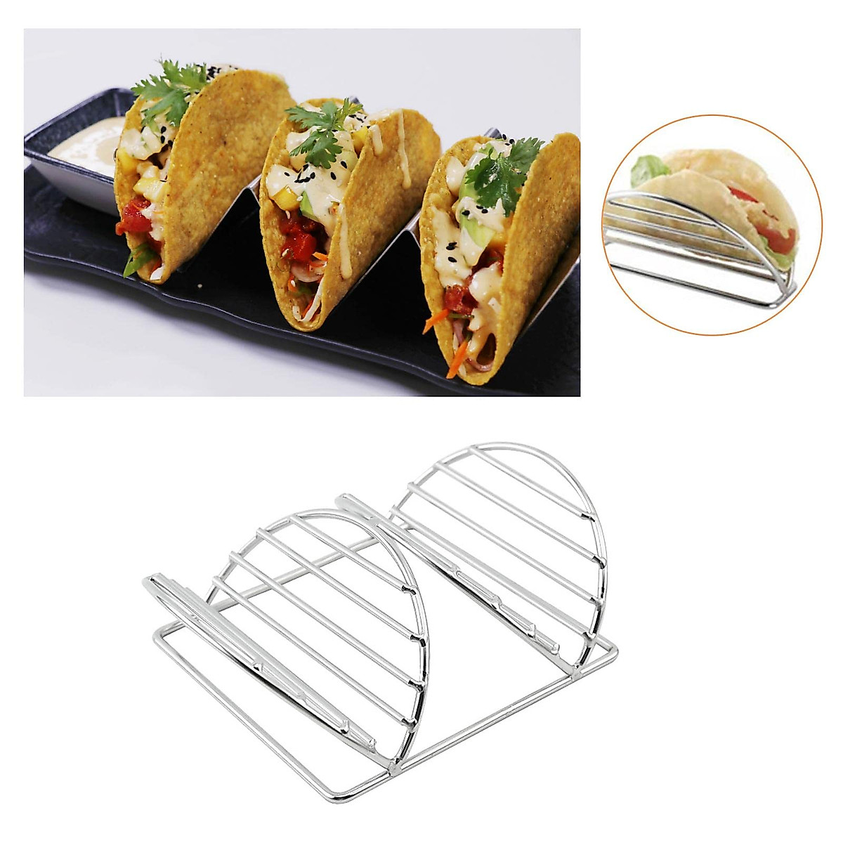 SM SunniMix Taco Holder Oven Burritos Fits Air Fryers Taco Rack for Party Picnic, Holds 2