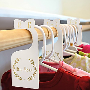 FresherAcc Baby Closet Dividers, 7 Packs Baby Clothes Organizers Nursery Decor, Unisex Boy Girl Wardrobe Size Age Organizer Dividers with Sizes Newborn to 18-24 Months (White One-7)