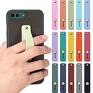 15 Pieces Phone Grip Strap Finger Loop for Cell Phone Case Phone Finger Holder Assorted Colors Silicone Stretch Phone Grip Stand for Most Mobile Phones and Tablets