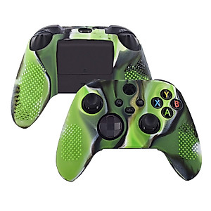 Grips for Xbox Series X Controller, Pandaren Studded Anti-Slip Silicone Cover for Xbox Series X/S Controller Skin Hand Grip with 8pcs FPS Pro Thumb Sticks Cap Protector(Camougreen)