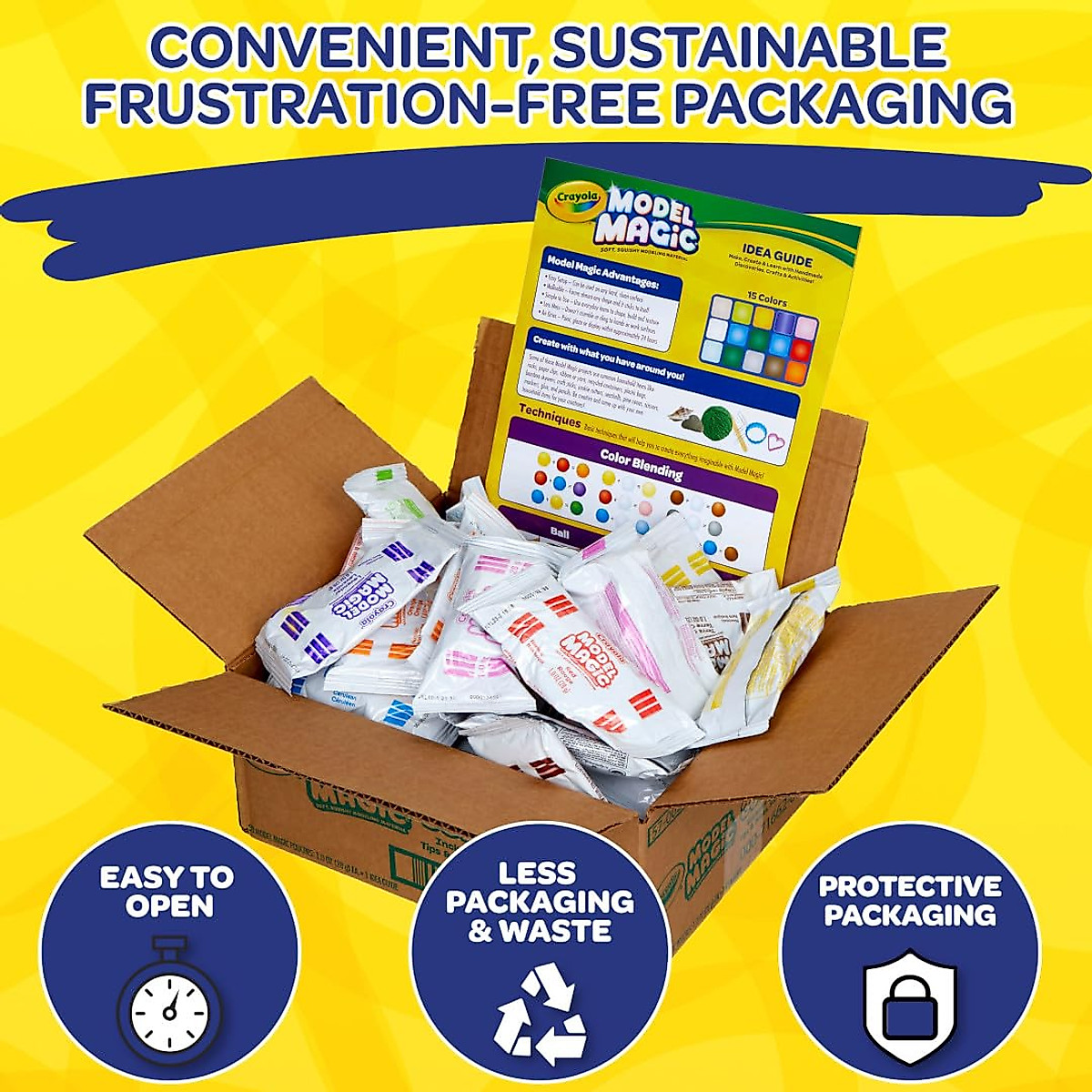 Crayola Model Magic, Modeling Clay Alternative, 15 Assorted Colors, 1 oz Packs, 30 Count