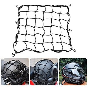 Amiss 15"x15" Elastic Motorcycle Cargo Net, Heavy Duty Bungee Net with 6 Adjustable Plastic Hooks, Luggage Thicken Netting with 2"x2" Small Mesh, Fit for Trailer, SUV, Motorcycle, ATV, Bike - Black