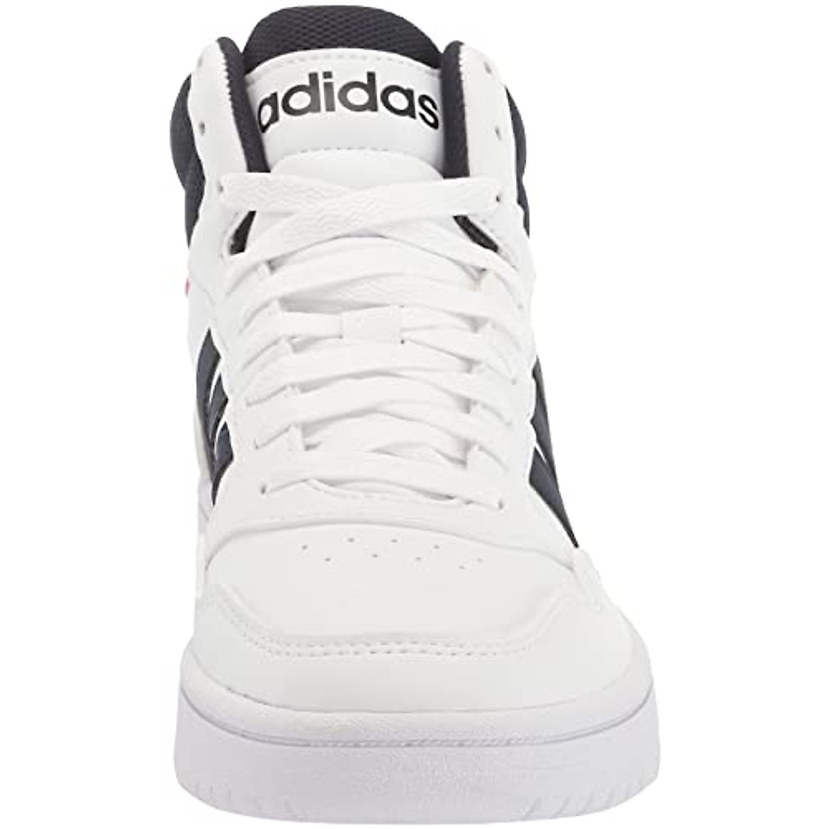 adidas Women's Hoops 3.0 Mid Basketball Shoe, White/Legend Ink/Rose Tone, 9