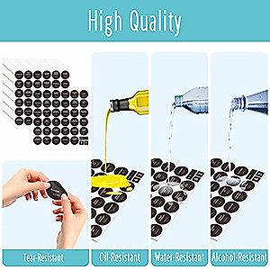 Hebayy 342 Removable Spice Labels,304 Pre-Printed Herb Seeds Seasoning Sauce Oil Vinegar Round Stickers,38 Blank Ones,Waterproof Oil & Tear Resistant,No Residue for Kitchen Pantry Containers Jars