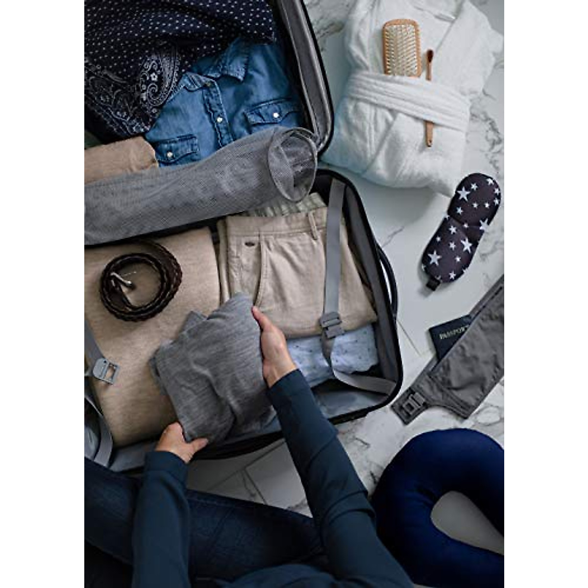 Samsonite Omni PC Hardside Expandable Luggage with Spinner Wheels, Carry-On 20-Inch, Caribbean Blue