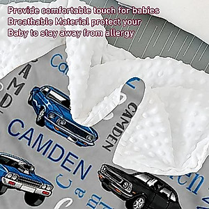 Lanleay Baby Security Blanket for Girls Boys: Personalized Baby Girl Blanket with Car Design - Custom Name Plush Minky Blanket with Baby Name(30”x40)