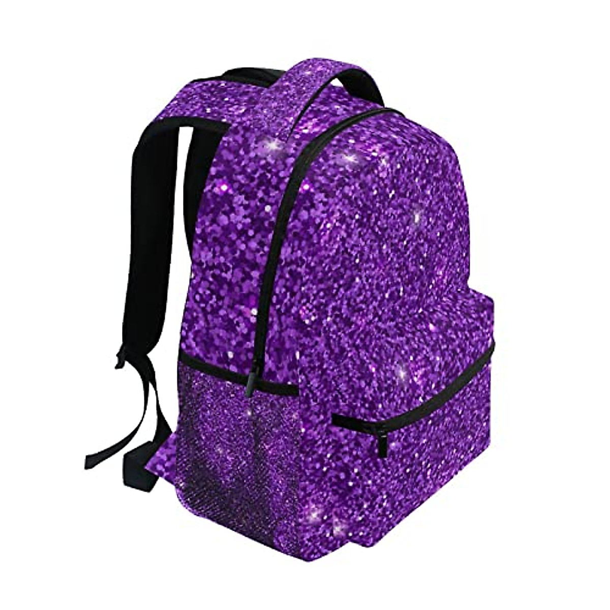 Kigai Purple Glitter Sequins Backpack, Adjustable Shoulder Straps Durable Bookbag, Everyday Commutes Backpack Perfect for Boys & Girls & Man & Women