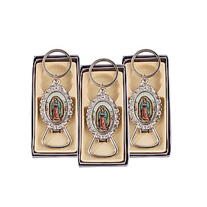 12 Pcs Our Lady of Guadalupe Bottle Opener Keychain Baptism Recuerdos de Bautizo First Communion Christening Favors