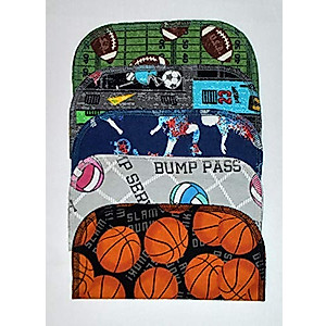 2 Ply Printed Flannel 8x8 Inches Little Wipes Set of 5 Sports Loving Fans