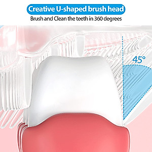 U Shaped Toothbrush for Kids, Manual Training Toothbrush with Detachable Food Grade Soft Silicone Brush Head, 360° Oral Teeth Cleaning Design for Toddlers and Children, Ages 6-12