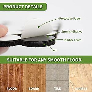 Felt Furniture Pads for Hardwood Floors 48 PCS, Furniture Pads, Floor Protectors for Hardwood Floors, Felt Pads for Furniture, Round, Dark Brown