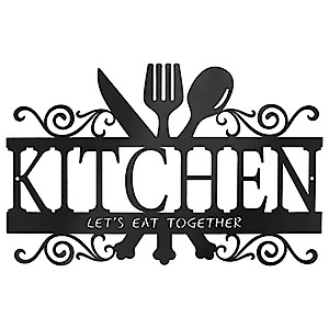 QUEEN KING Metal Kitchen Wall Decor, Kitchen Signs Wall Decor, Rustic Metal Kitchen Decor Sign, Country Farmhouse Wall Art Decoration for Home, Kitchen or Dining Room 13.8 x 8.8 Inches (Black)