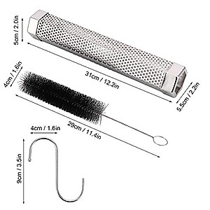 BORDSTRACT Premium Pellet Smoker Tube, Stainless Steel Smoke Generator with Hook and Brush, Outdoor Barbecue Smoking Accessories for Any Grill or Smoker