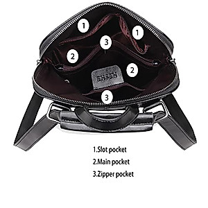 HESHE Leather Backpack Designer Purse for Women Fashion Travel College Shoulder Bag (Black-R)