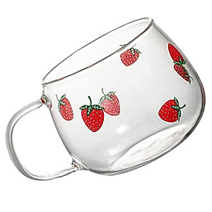 STOBAZA 5pcs Strawberry Drinking Glass Clear Glass Mugs Coffee Glass Mug Clear Glass Coffee Mugs Tea Cup Glass Coffee Cups Coffee Glasses Printing Glass Transparent Water Cup