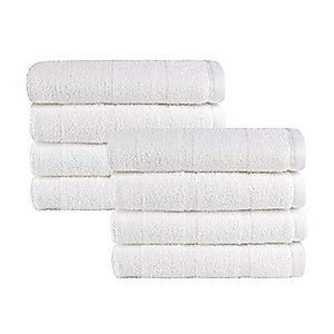 Made Here American Heritage by 1888 Mills Luxury 8pc Washcloth Set, Made in The USA of US and Imported Cotton, Bathroom Decor Supporting USA Manufacturing - White
