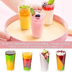 TOFLEN 50 Pack 3 oz Mini Dessert Cups with Lids and Spoons, Round Tall Plastic Dessert Shooters Party Serving Tumbler Cups for Parfait Appetizers & Dessert Shot Glasses