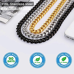 Jewelry Kingdom 1 Mens Necklace 18K Gold Chain Cuban Link Chain for Men's Jewelry, Necklace for Women, Top 316L Stainless Steel(18inches Length, 6MM Width Necklace)