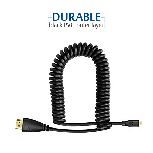 UCEC Micro HDMI to HDMI Coiled Cable - Male to Male High Speed HDMI to Micro HDMI Cable with Ethernet Support, 3D and Audio Return