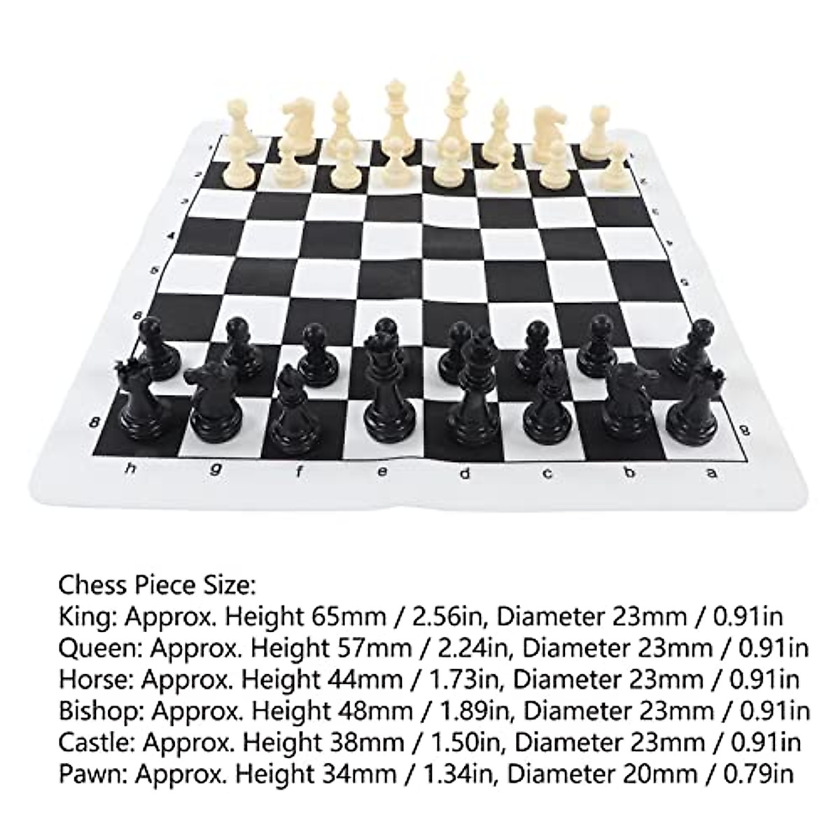 DAUERHAFT International Chess Set, 32Pcs Chess Pieces Portable PU Leather Chessboard Chess Set with Storage Bag, 65mm / 2.56in King Height Non Slip Bottom Board Game Set, for Outdoor Camping