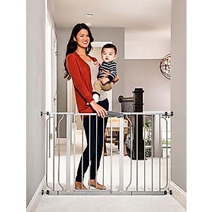 Regalo Easy Step 49-Inch Extra Wide Baby Gate, Includes 4-Inch and 12-Inch Extension Kit, 4 Pack of Pressure Mount Kit and 4 Pack of Wall Mount Kit, Platinum - Total Pack of 1