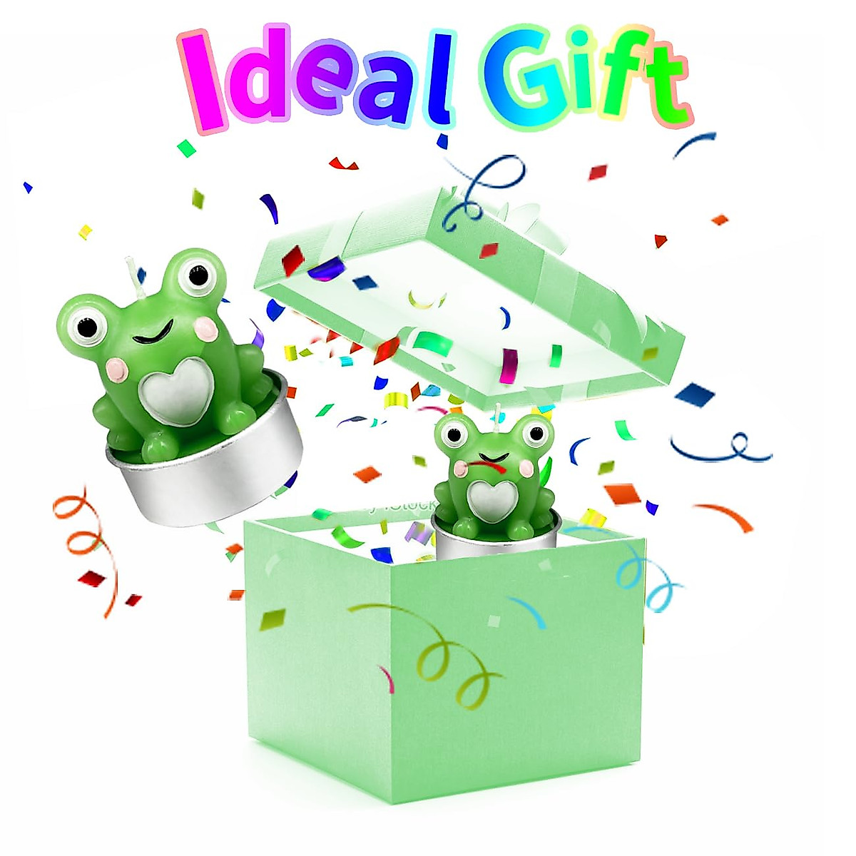 Frogs Tea Light Candles, LONCESS Frog Animal Candles for Cake Decoration, Home Decoration, Birthday Party, House-Warming Party, Wedding, Anniversary Celebration,Cake Topper, Smokeless, Ideal Gift