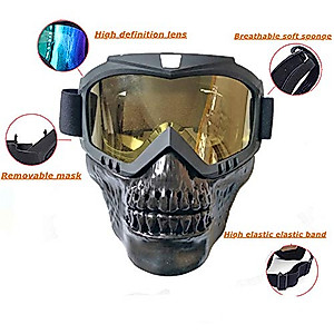 Dplus Motorcycle Goggles Dirt Bike ATV Motocross Anti-UV 400 Adjustable Riding Offroad Protective Combat Tactical Military Goggles for Men Women Kids Youth Adult (Yellow)