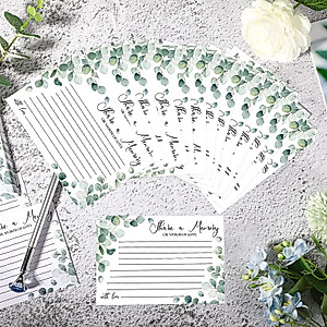 52 Pcs Greenery Eucalyptus Share a Memory Cards and Memory Table Signs Greenery Flower Seating Place Cards Funeral Celebration of Life Guest Book Card for Graduation Wedding, 3 Styles(Leaf Style)