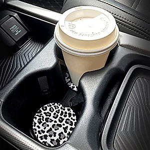 Car Coasters for Car Cup, Cute Car Coasters for Women & Men Cup Holder Coasters for Your Car with Fingertip Grip, Auto Accessories for Women & Men,Pack of 2 (Snow Leopard)
