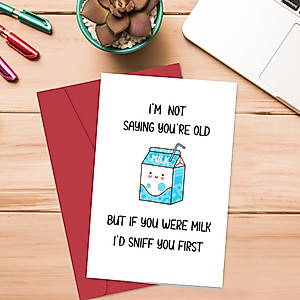 Funny Birthday Card for Him or Her - I'm Not Saying You're Old But If You Were Milk, Humorous Birthday Cards for Friends and Family