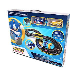 NKOK Sonic & Tails RC Slot Car Set Race Set Vehicle, Black, Cars Rase on Figure-8 Track, Features a Lap Counter, Perfect Item for Kids, Ages 5 and up