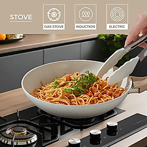 Pots and Pans Set Non Stick, 16PCS Nonstick Cookware Set, White Induction Kitchen Cookware Set with Frying Pans Set, Saucepans, Saute Pan, Extra Large Casserole