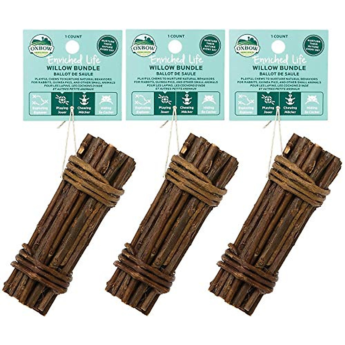 Oxbow 3 Pack of Enriched Life Willow Bundle Small Animal Chew Toys