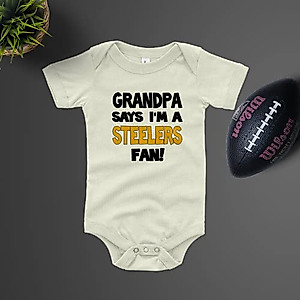 NanyCrafts Baby's My Grandpa says I'm a Steelers Fan Bodysuit Newborn Black