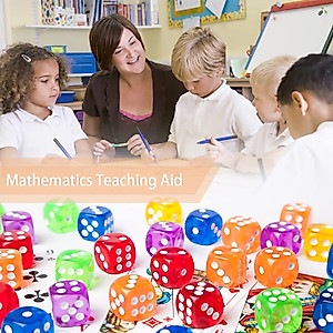 Dice Set 100 Pcs, 16MM (5/8 inches) 6 Sided Translucent Colors Game Dice,10 Colors, with Black Pouch