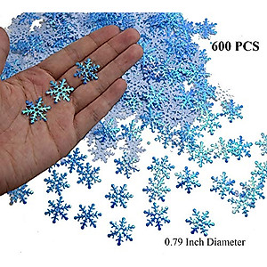 Snowflakes Confetti for Winter Wonderland Frozen Party,Blue Color with Iridescent Finish, 600 Pcs