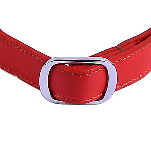 Love Dream Martingale Collars for Dogs, Leather Training Dog Collar, Stainless Steel Chain Anti-Escape No Pull Dog Collar for Medium Large Dogs (L(15.7"-20.9"), Red)