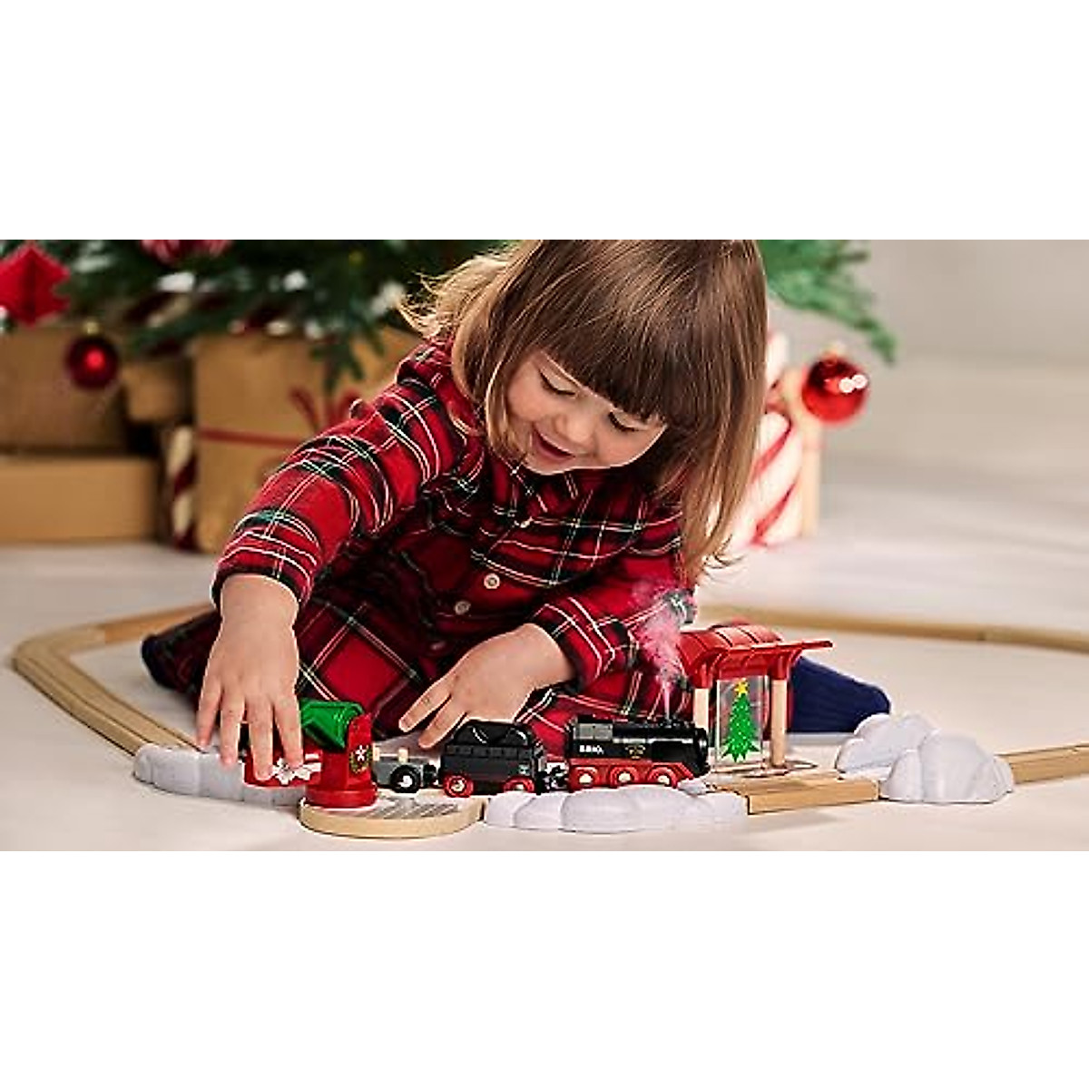 BRIO World – 36014 Christmas Steaming Train Set | 27-Piece Kid-Friendly Set | Age 3+ Compatible | FSC-Certified Beech Wood | Complements All BRIO Railway Sets & Accessories | Multicolor