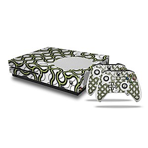 WraptorSkinz Decal Vinyl Skin Wrap Compatible with Xbox One S Console and Controllers - Locknodes 01 Sage Green