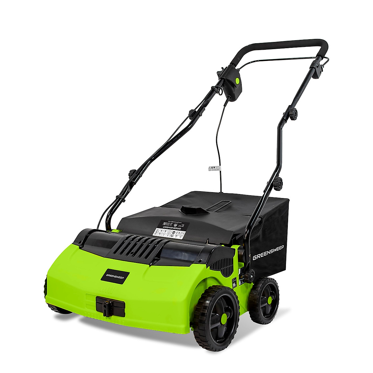 GreenSweep V2 - Artificial Grass Electric Sweeper Rake Vacuum 45L Collection Bag,5 Adjustable Heights, Foldable Handle