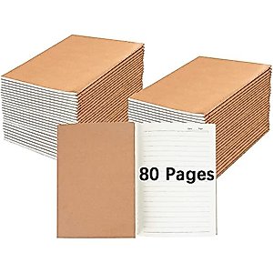 30 Pack Journal Notebook, Kraft Cover 80 Pages Lined Paper Journal for Traveler, Notes, Memo - Bulk Journals Sewn Brown Notebook for School Supplies, Office Supplies, 8'' x 5.6''
