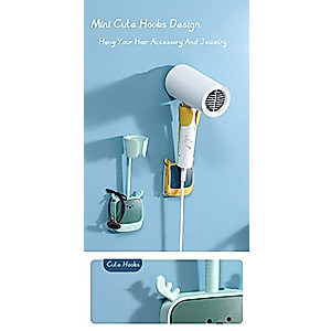 FSSSCPD Hands Free Hair Dryer Holder,Wall Mounted Adjustable Blow Dryer Stand Holder,Self Adhesives No Drilling Hairdryer Stand No Hand,Bathroom Shower Hair Tool Organizer Essential