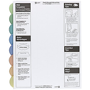 Avery 11201 Insertable Style Edge Tab Plastic Dividers, 8-Tab, Letter