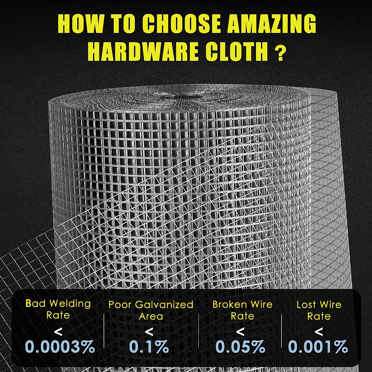 GoldPeak Hardware Cloth, 60 inches x 100 feet with 1/2 inch Mesh 19 Gauge - Chicken Wire Fencing Galvanized Wire Mesh Roll Gopher Wire Raised Garden Bed Rabbit Wire