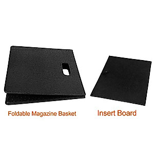 HofferRuffer Magazine Basket Holder, Foldable Magazine Rack, Document File Holder Organizer, File Folder, Newspaper Storage Bin Organizer for Home or Office(Black)