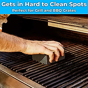 Heavy Duty, Non-Toxic Black Grill Brick Cleaner 4 Pack Reusable Chemical Free BBQ Pumice Cleaning Block for Flattops, Grills and Griddles. Non Scratch Grillstone is the Perfect Barbecue Scouring Tool